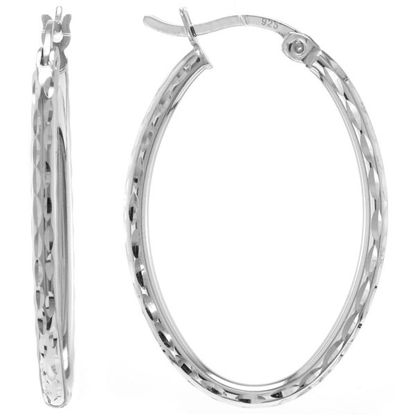 Judy Crowell Sterling Silver Textured Hoop Earrings