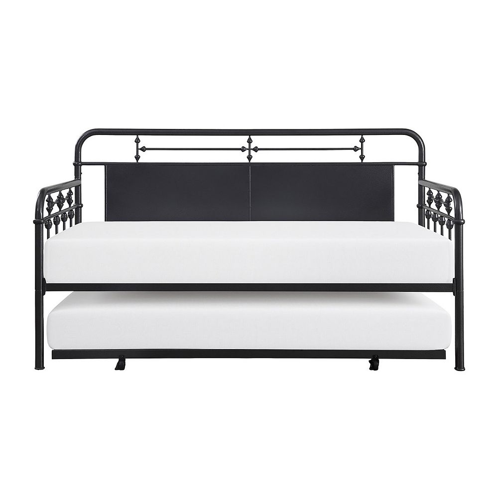 Lexicon Metal Daybed With Trundle, 41.5"Dx78.5"Wx43.5"H - Mottled Silver