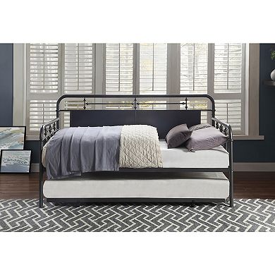 Lexicon Metal Daybed With Trundle, 41.5"Dx78.5"Wx43.5"H - Mottled Silver
