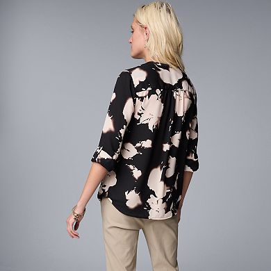 Women's Simply Vera Vera Wang Shirred Roll Tab Popover Top