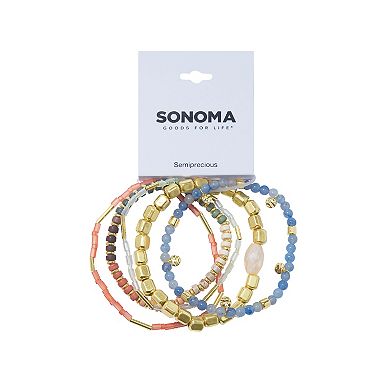 Sonoma Goods For Life® Gold Tone Multicolor Beaded 6-Pack Stretch Bracelets Set