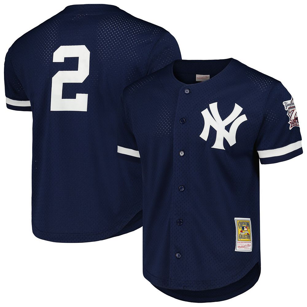 Men's Mitchell & Ness Derek Jeter Navy New York Yankees Cooperstown Collection Mesh Batting ...