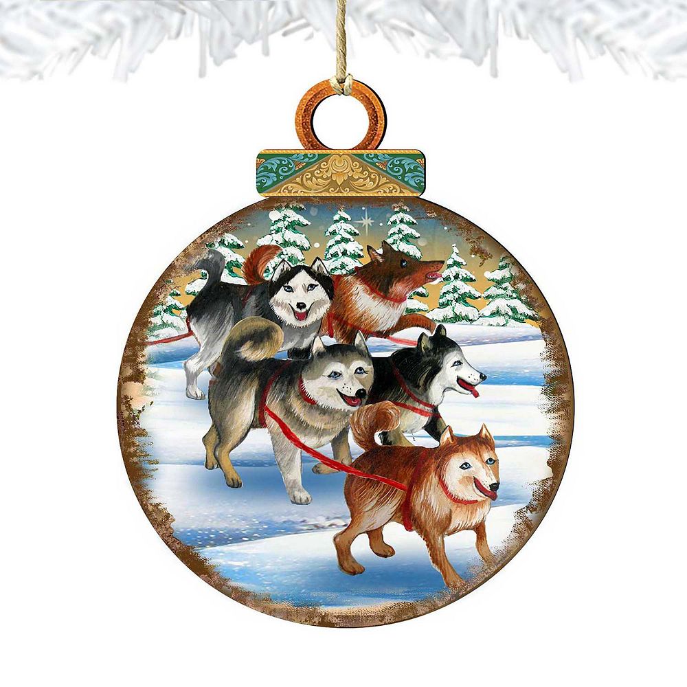 Husky Ball Wooden Christmas Ornament by G. DeBrekht - Christmas Decor