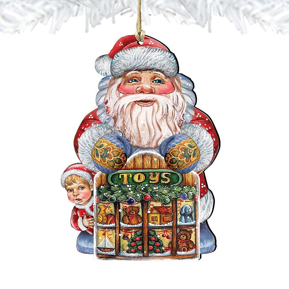 Toy Shop Santa Christmas Wooden Christmas Ornament by G. DeBrekht ...