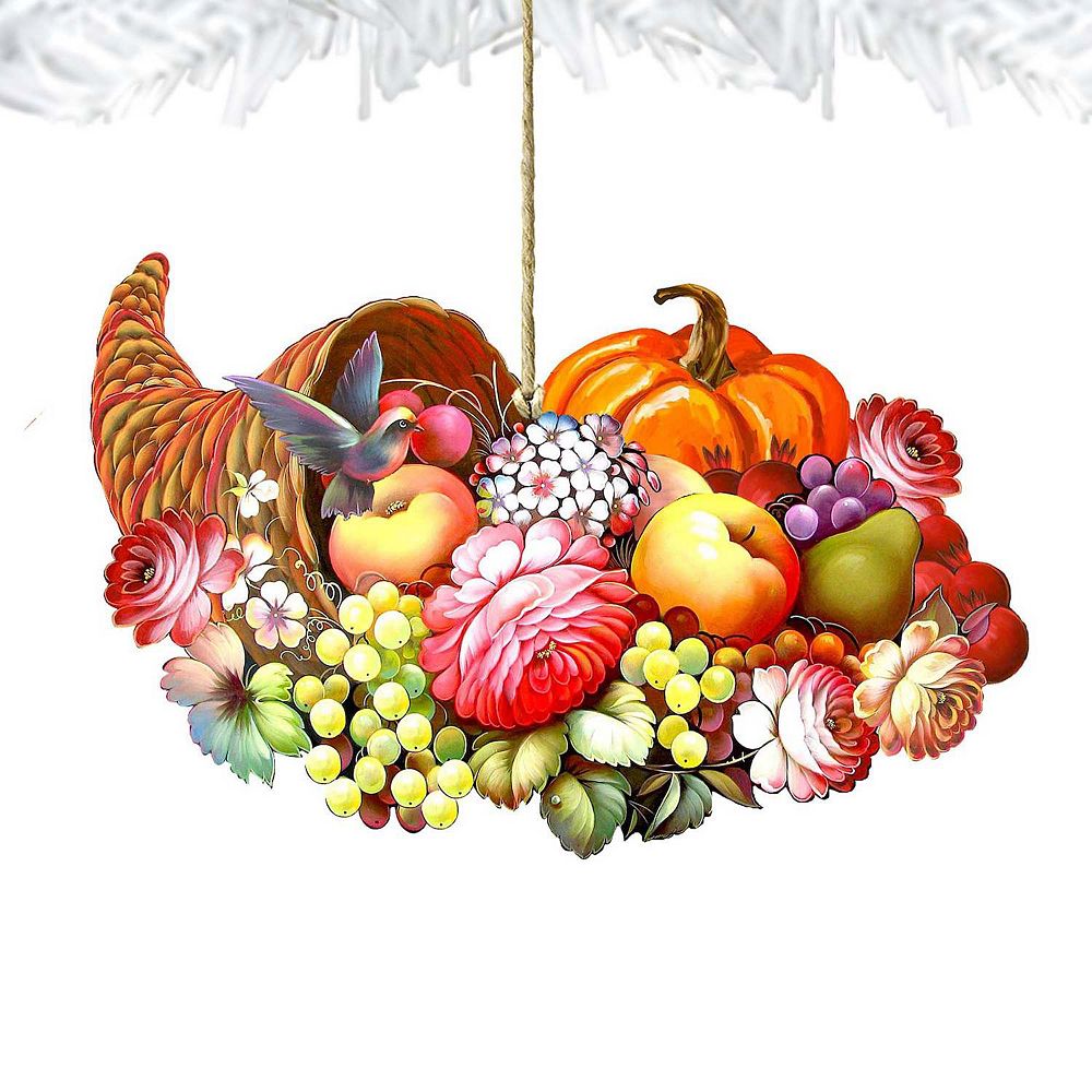 Cornucopia Wooden Holiday Ornament Fall by G. DeBrekht - Thanksgiving ...