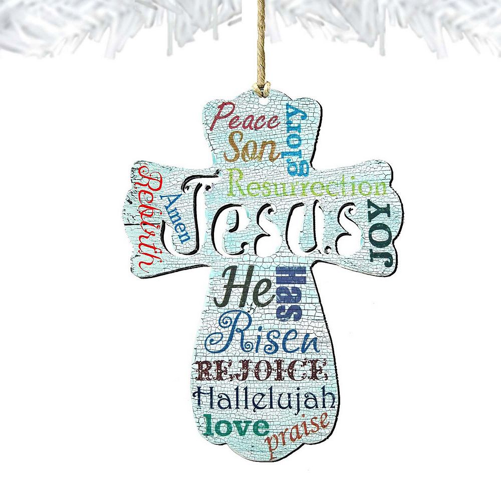 Jesus Cross Wooden Holiday Ornament by G. DeBrekht - Easter Spring Decor