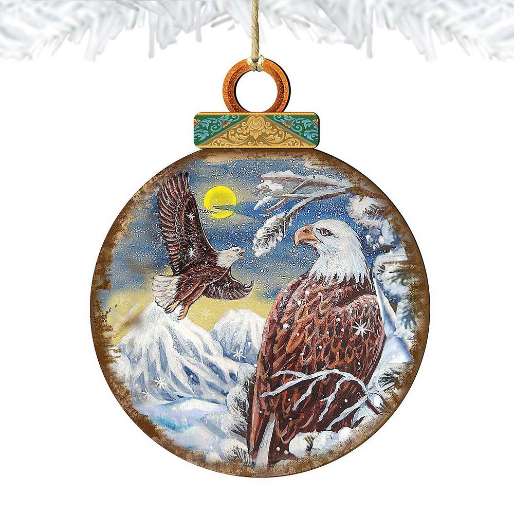 Eagles Ball Wooden Holiday Ornament by G. DeBrekht - Wildlife Holiday Decor