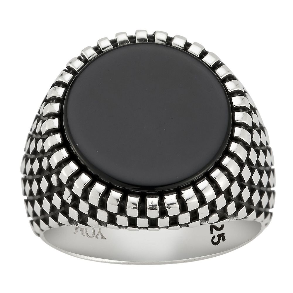 Menster Sterling Silver Black Onyx Oxidized Signet Ring