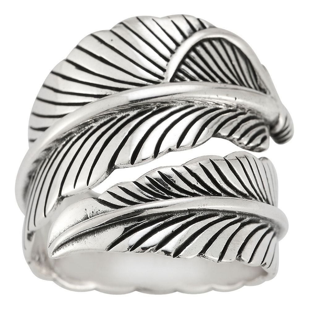 Menster Sterling Silver Oxidized Feather Ring