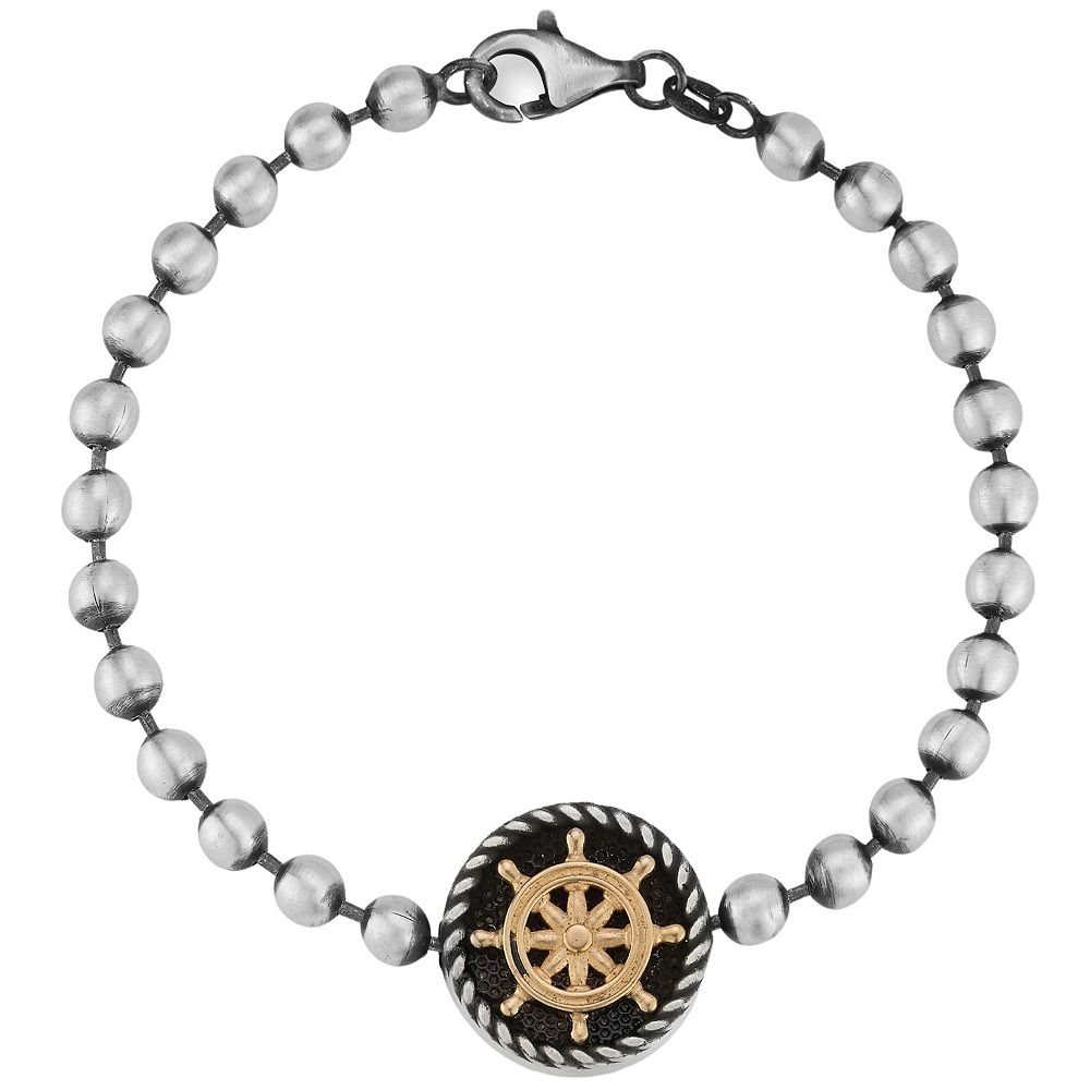 Menster Sterling Silver Oxidized Helm Bracelet