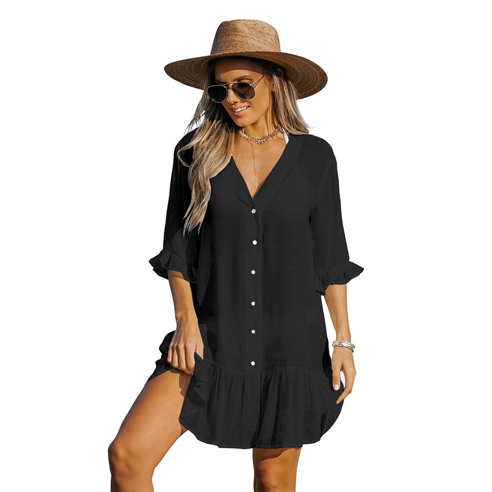 Women's Cupshe Semi-Sheer Ruffled Cover-Up Dress