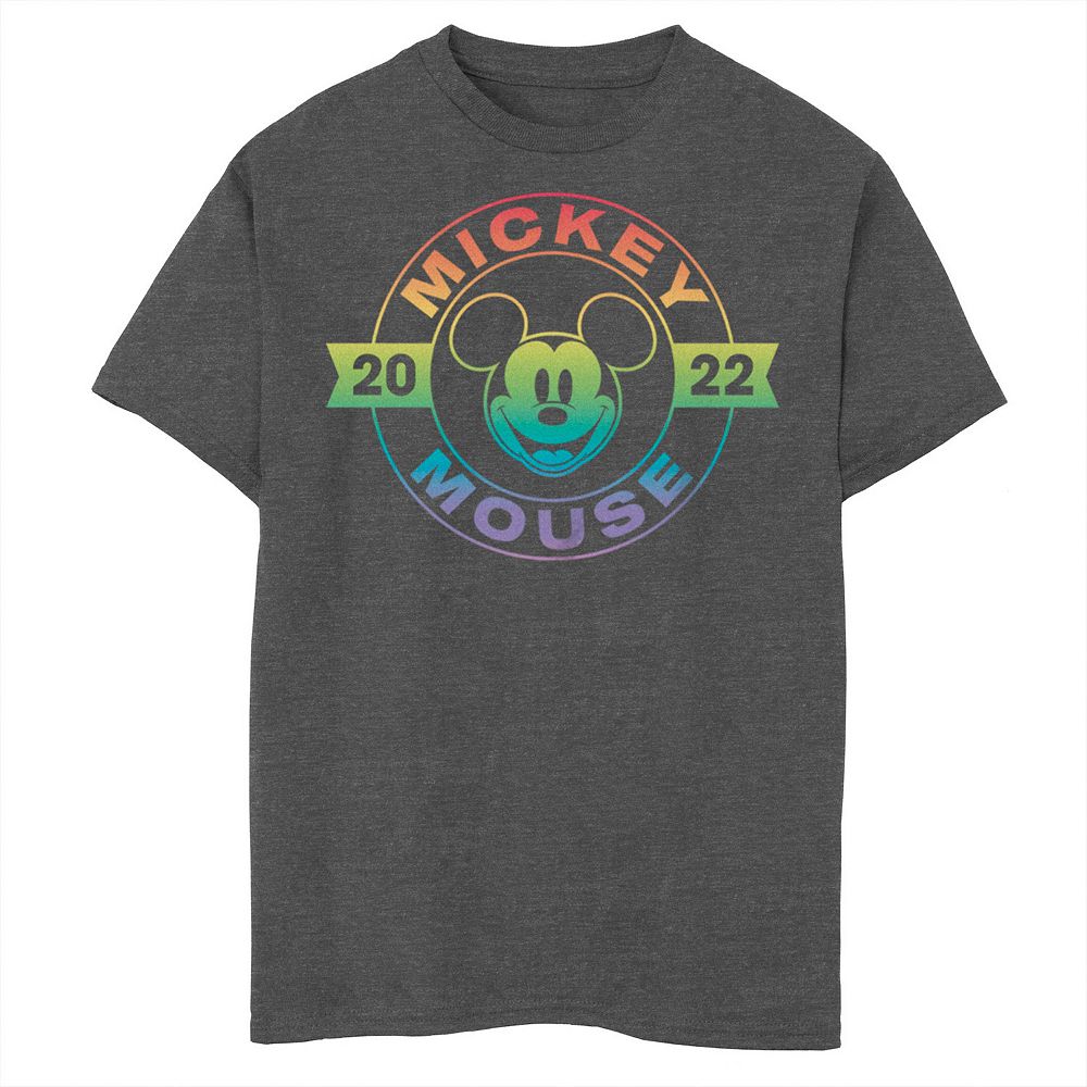 Boys Mickey Mouse Gradient Rainbow Badge Graphic Tee