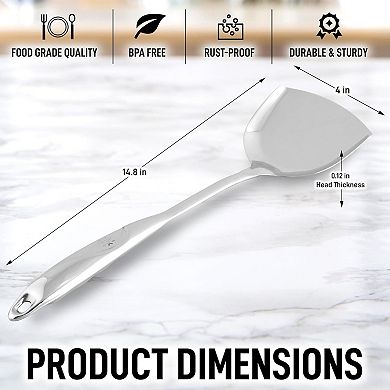 Zulay Kitchen Stainless Steel Wok Spatula With Heat Resistant Handle