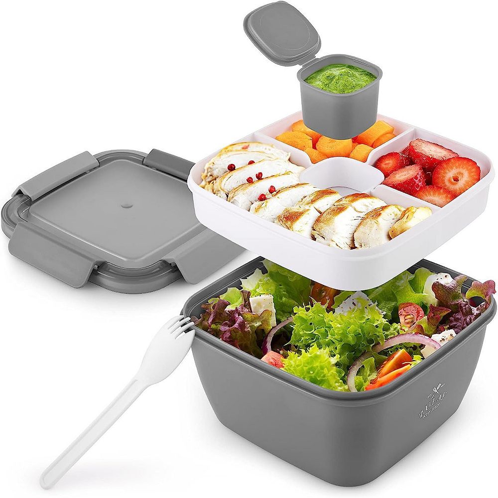Zulay Kitchen Leak Proof Salad Dressing Container To Go With Smart Lock ...