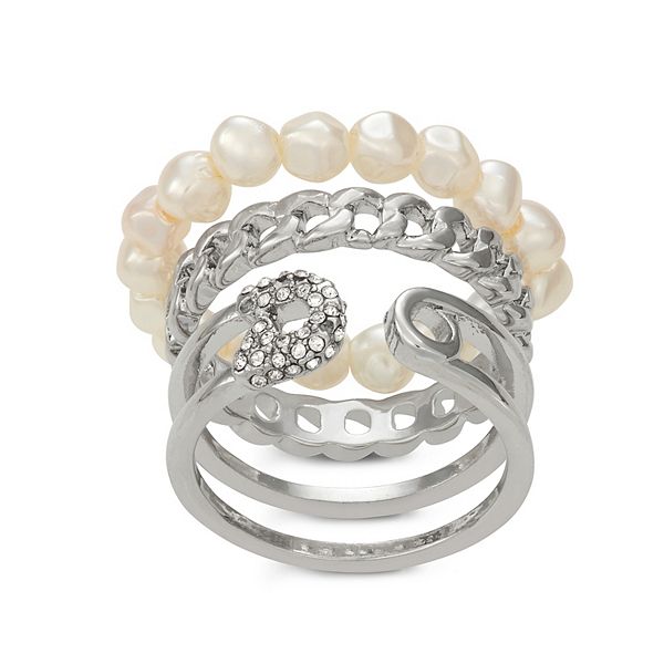 Simply Vera Vera Wang Simulated Pearl 3 Ring Set