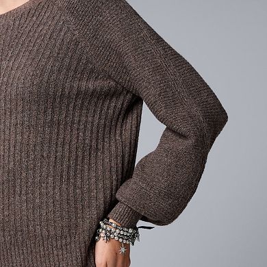 Petite Simply Vera Vera Wang Mixed Rib Pullover Top