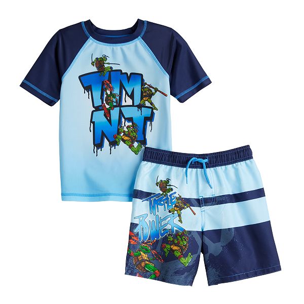 Boys 4-14 Teenage Mutant Ninja Turtles Rashguard & Trunks Swim Set