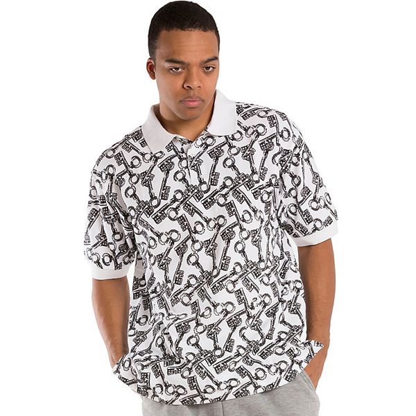 Vibes Men's Fashion Diamond Keys Print Relaxed Polo Shirt