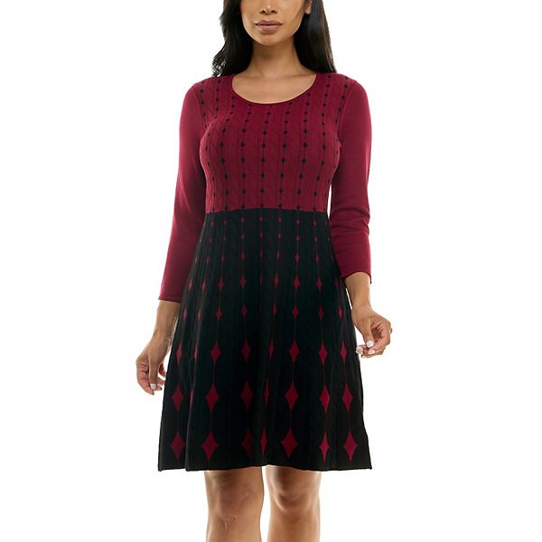 Women's Nina Leonard Fit & Flare Sweater Dress