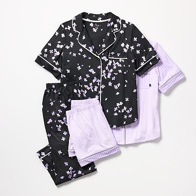 Women's Simply Vera Vera Wang Cozy Short Sleeve Notch Collar Pajama Top ...