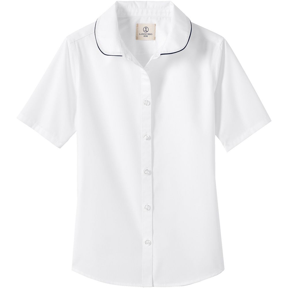 Girls 4-16 Lands' End School Uniform Piped Peter Pan Collar Broadcloth ...