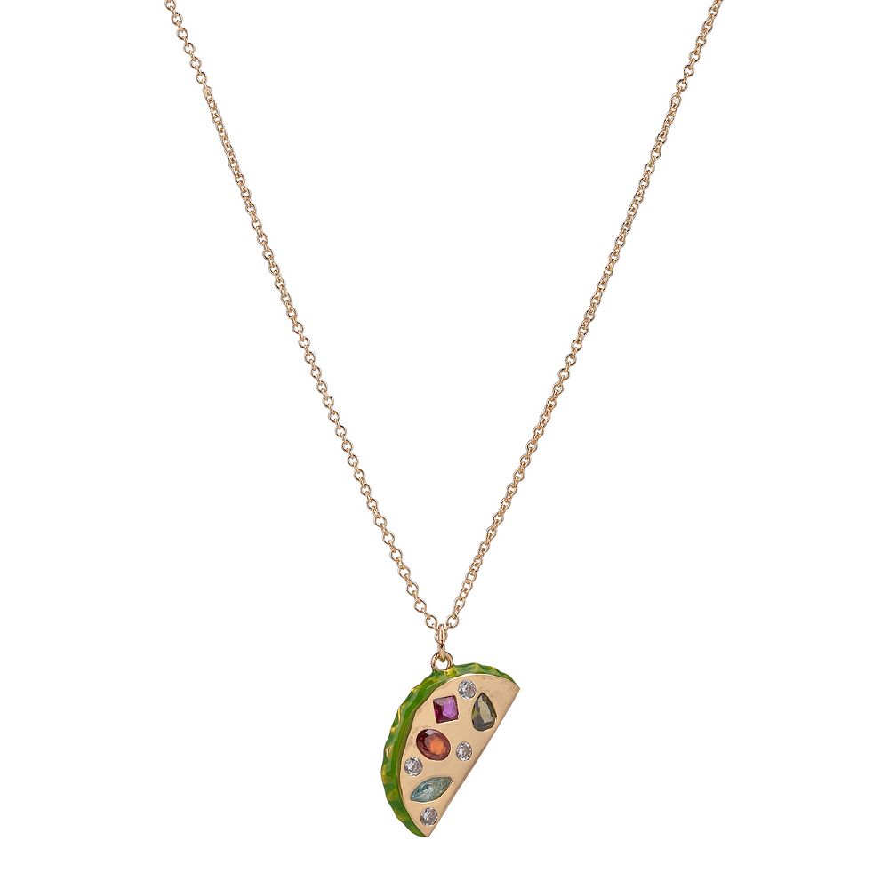 Gold Tone Taco Tuesday Pendant Necklace