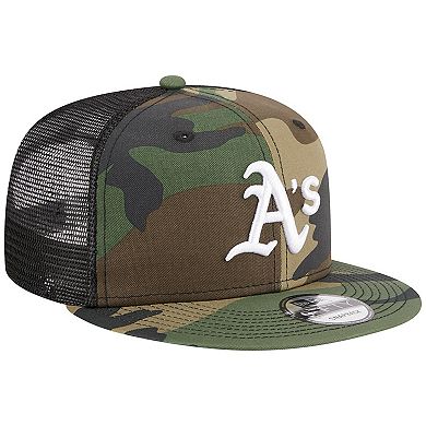 Men's New Era Camo Oakland Athletics Woodland Camo Trucker 9FIFTY Snapback Hat