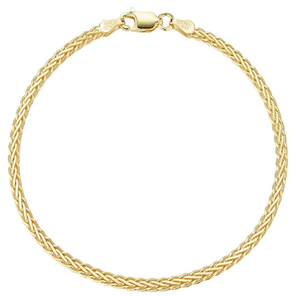 Sunkissed Sterling 14k Gold over Silver Wheat Chain Anklet