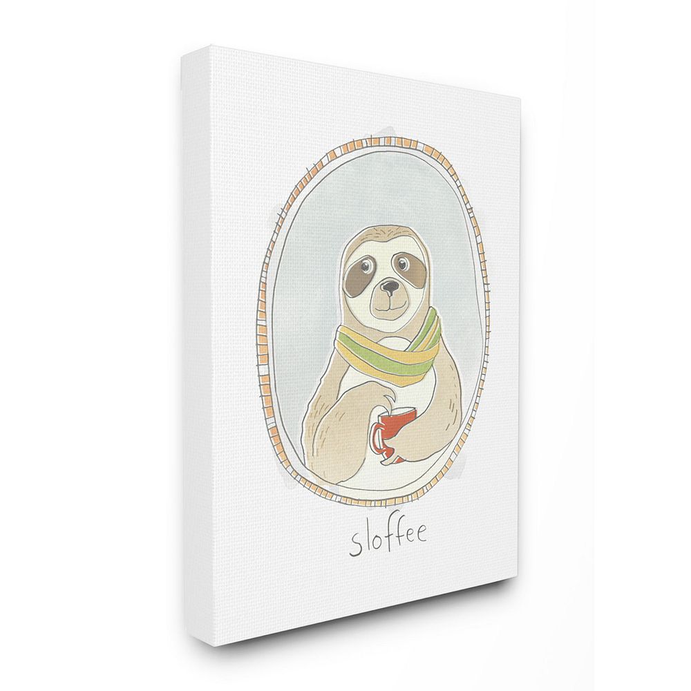 Stupell Home Decor Caffeinated Cutie Sloffee Sloth Coffee Canvas Wall Art