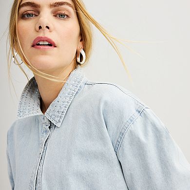Women's INTEMPO™ Denim Shirt With Rhinestones