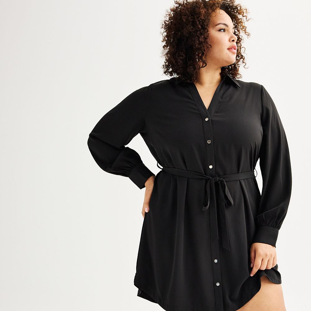 Plus Size INTEMPO Belted Tunic Dress
