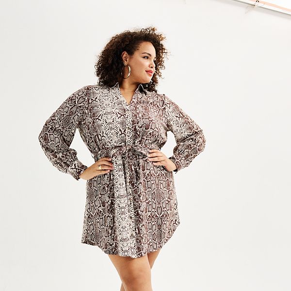 Plus Size INTEMPO Belted Tunic Dress
