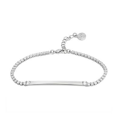 Glam Box Simulated Diamond & Polished Bar 2-Piece Bracelet Set