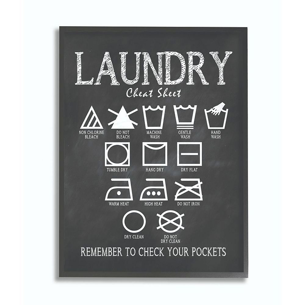 Stupell Home Decor Laundry Cheat Sheet Framed Canvas Wall Art