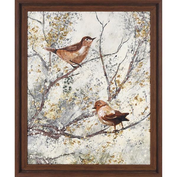 Birds Embellished Canvas Framed Wall Art