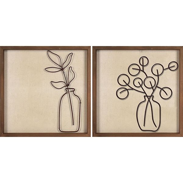 Botanical Framed Wire Wall Decor 2-piece Set