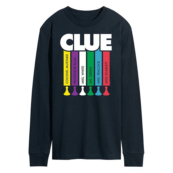 Mens Clue Logo Characters Long Sleeve Graphic Tee By Hasbro