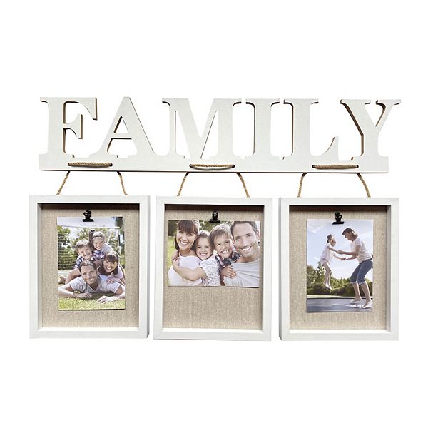 Hanging 3-Opening White Finish Family Frame