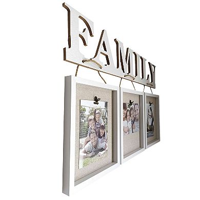 Hanging 3-Opening White Finish Family Frame