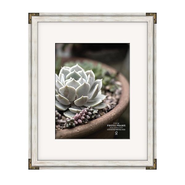 Gold Finish Corner White Wood 16" x 20" Picture Frame