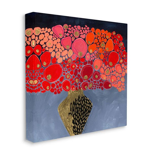 Stupell Home Decor Red Abstract Round Flower Bouquet in Vase Wall Art ...