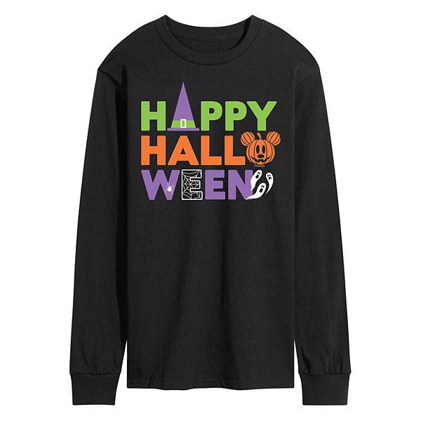 Disney's Mickey Mouse Men's Happy Halloween Long Sleeve Graphic Tee