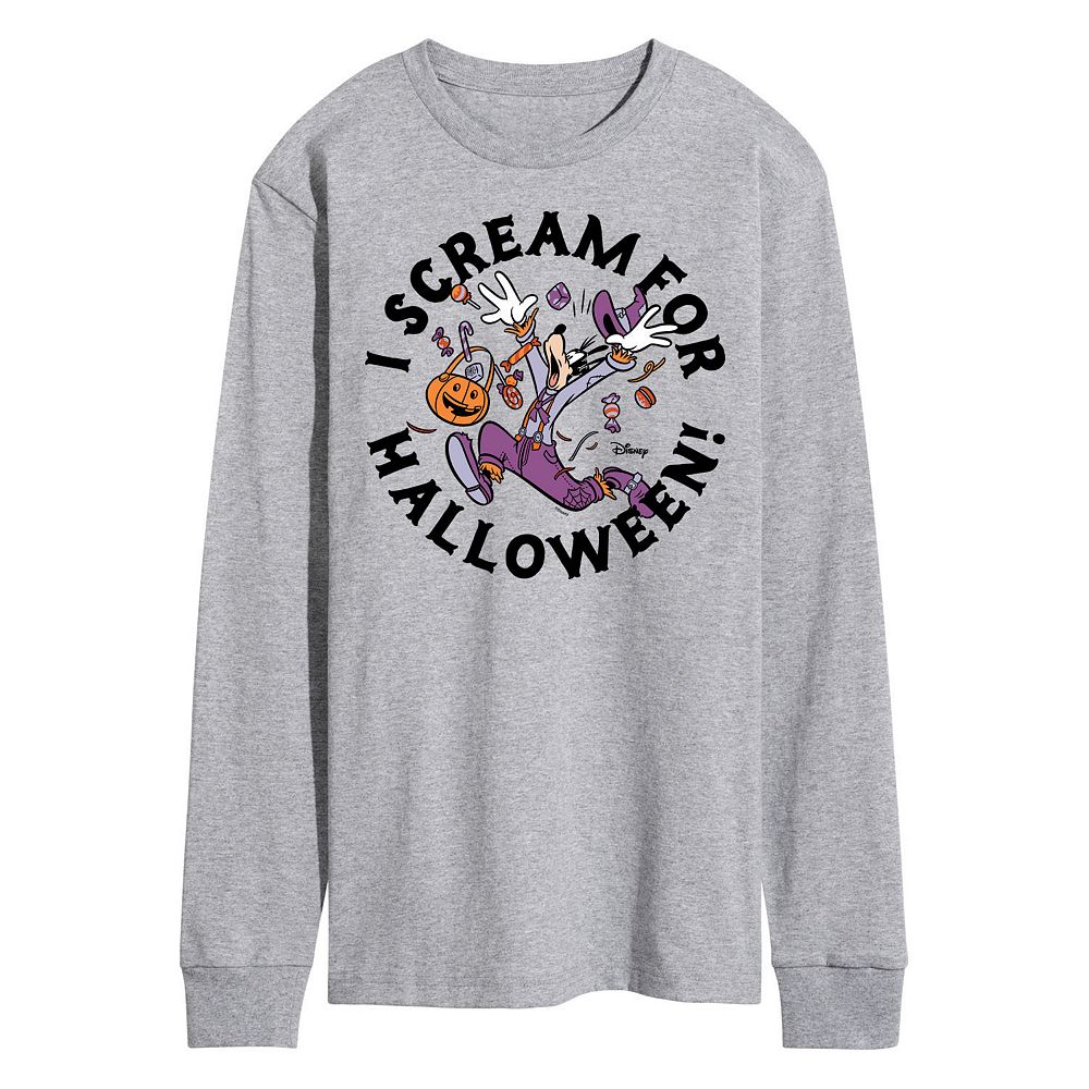 Disney's Goofy Men's I Scream For Halloween Long Sleeve Graphic Tee