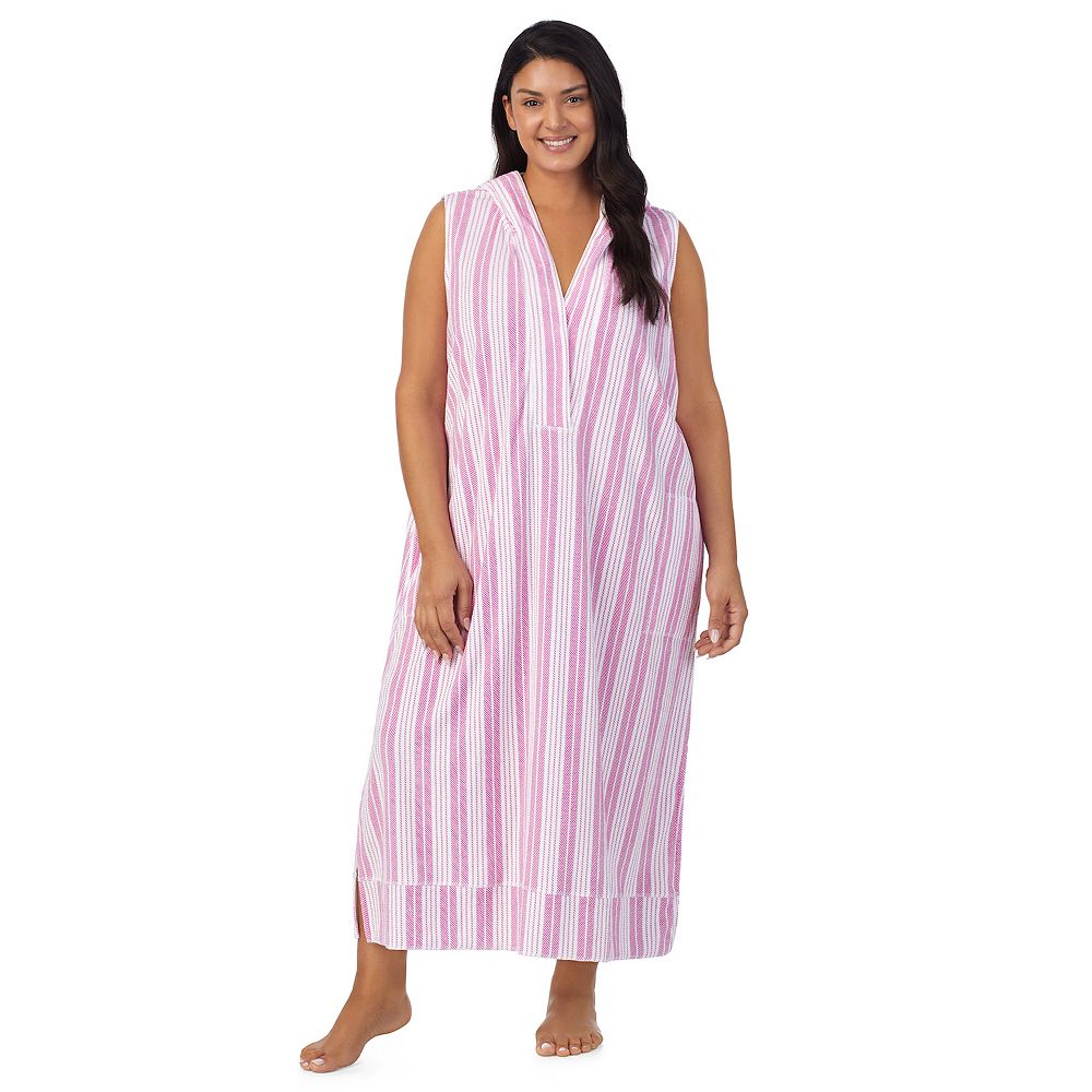 Plus Size Stan Herman Baby Terry Hooded Maxi Robe