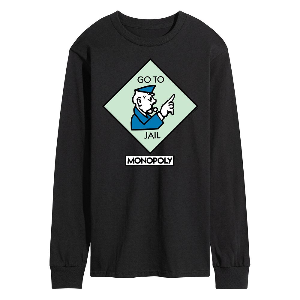 Men's Monopoly Go To Jail Square Long Sleeve Graphic Tee