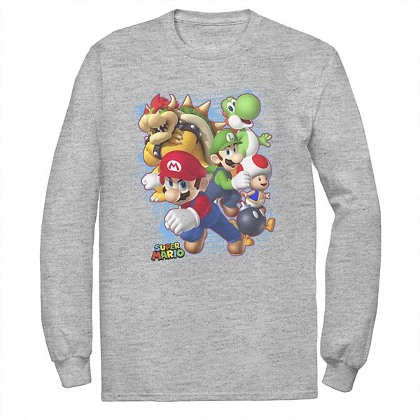 Big & Tall Nintendo Super Mario Bros Group Shot Long Sleeve