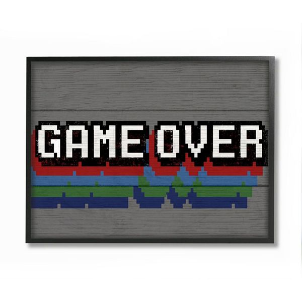 Stupell Home Decor Retro Game Over Video Game Text Wall Art - Size: 16X20