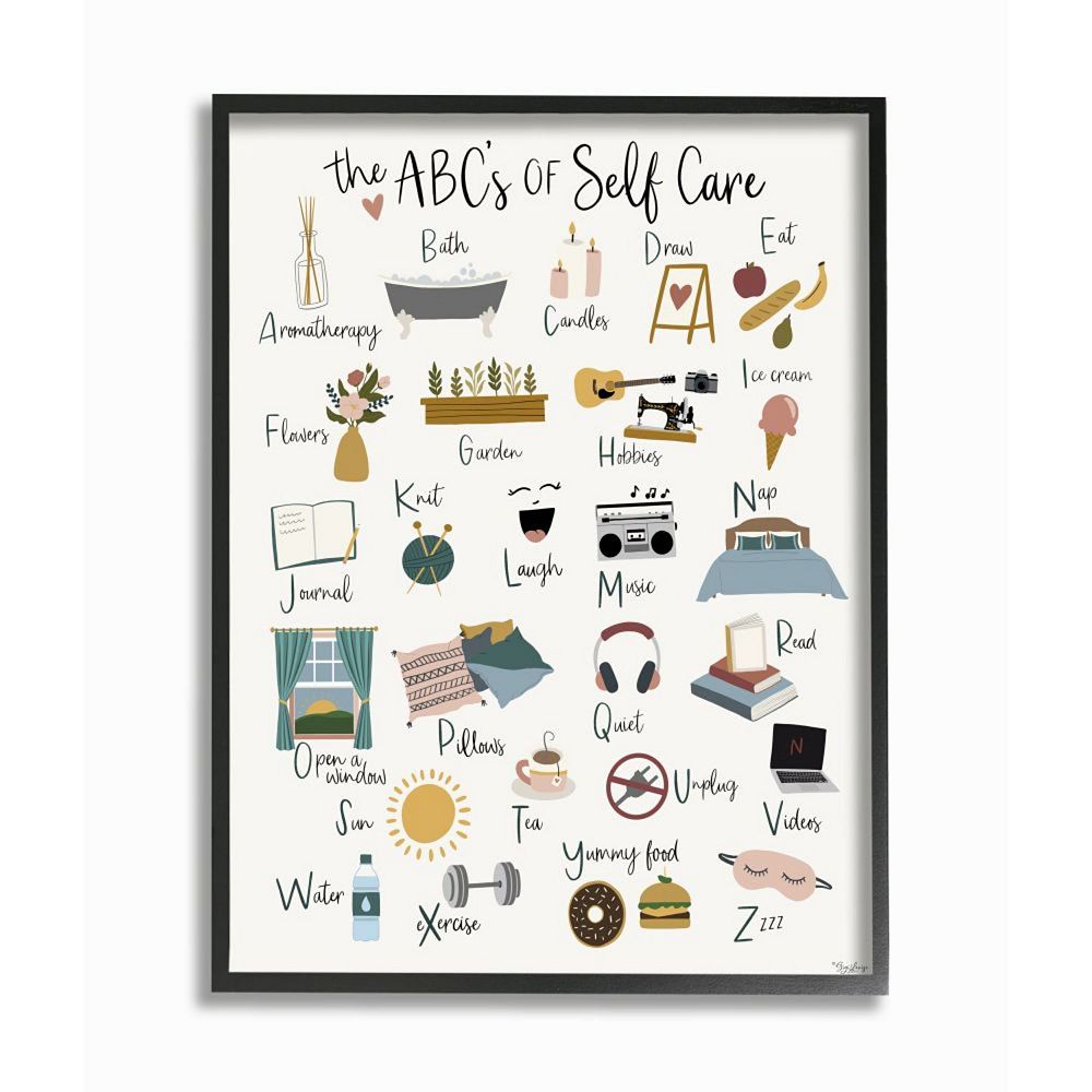 Stupell Home Decor ABCs of Self Care Adult Relaxation Alphabet Wall Art ...