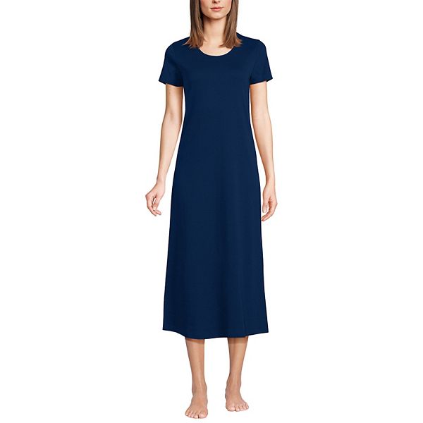 Women's Lands' End Short Sleeve Mid-Calf Length Nightgown
