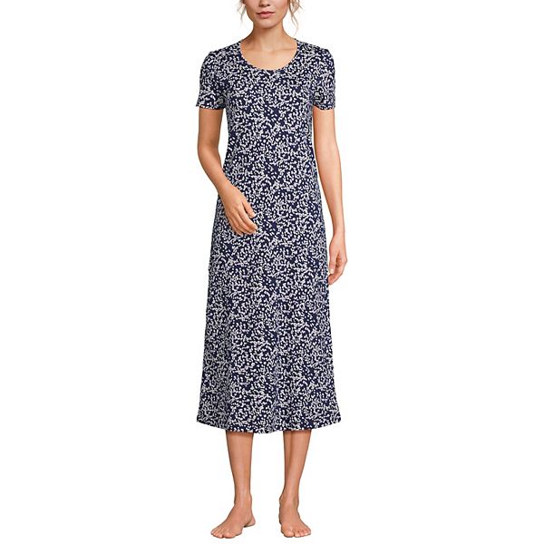 Women's Lands' End Short Sleeve Mid-Calf Length Nightgown